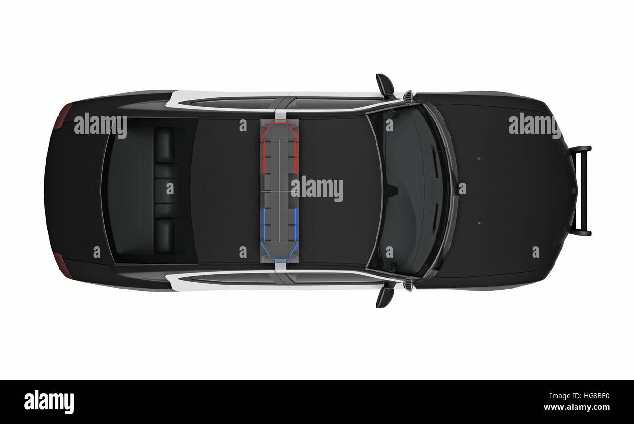Police car top view isolated on white. 3D rendering Stock Photo - Alamy