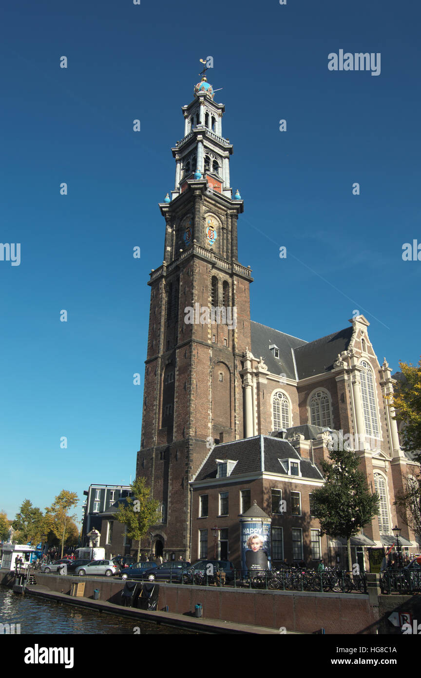 Spire of the Westerkerk, Amsterdam in the autumn Stock Photo - Alamy