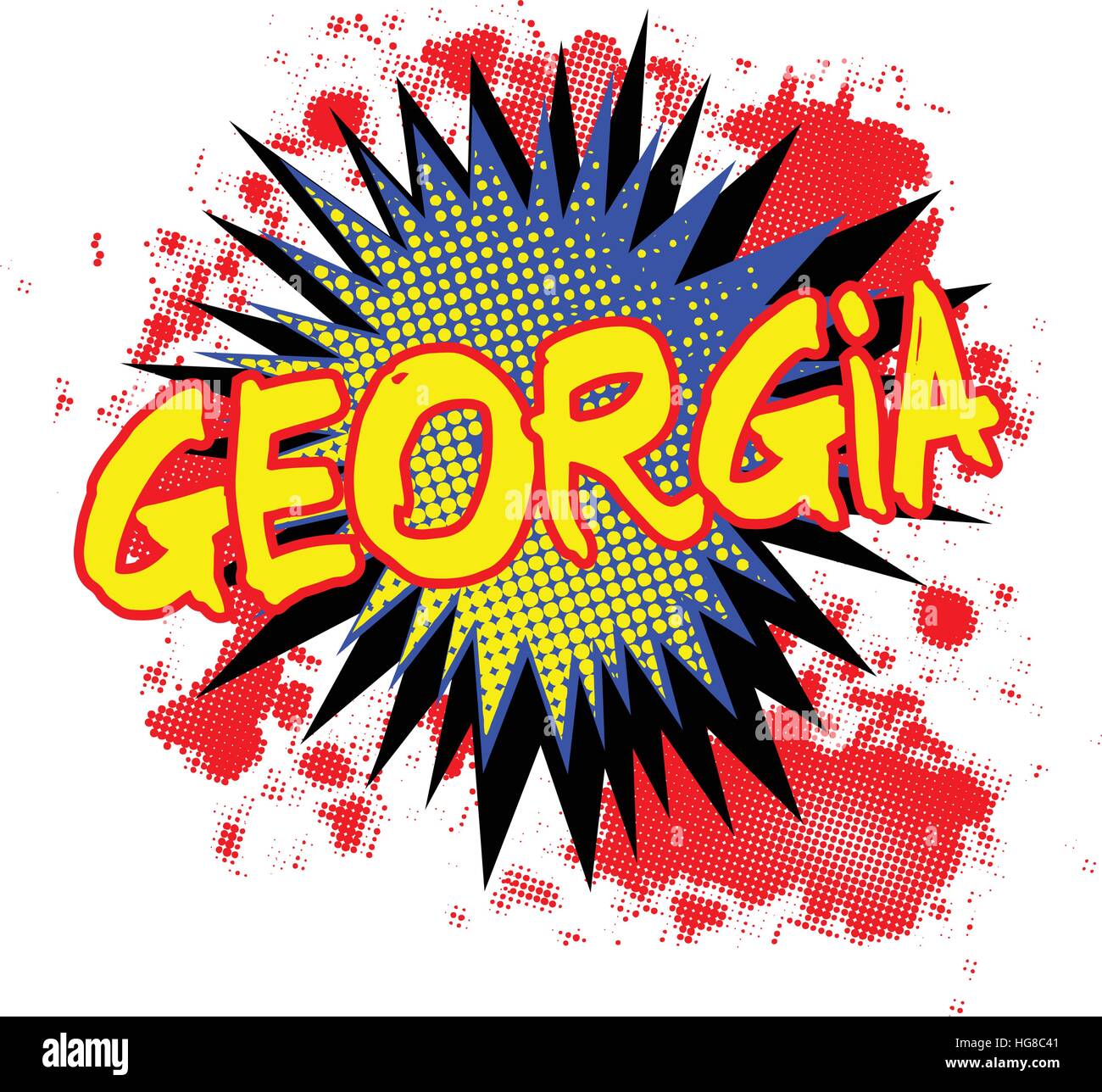 A comic cartoon style Georgia exclamation explosion over a white ...