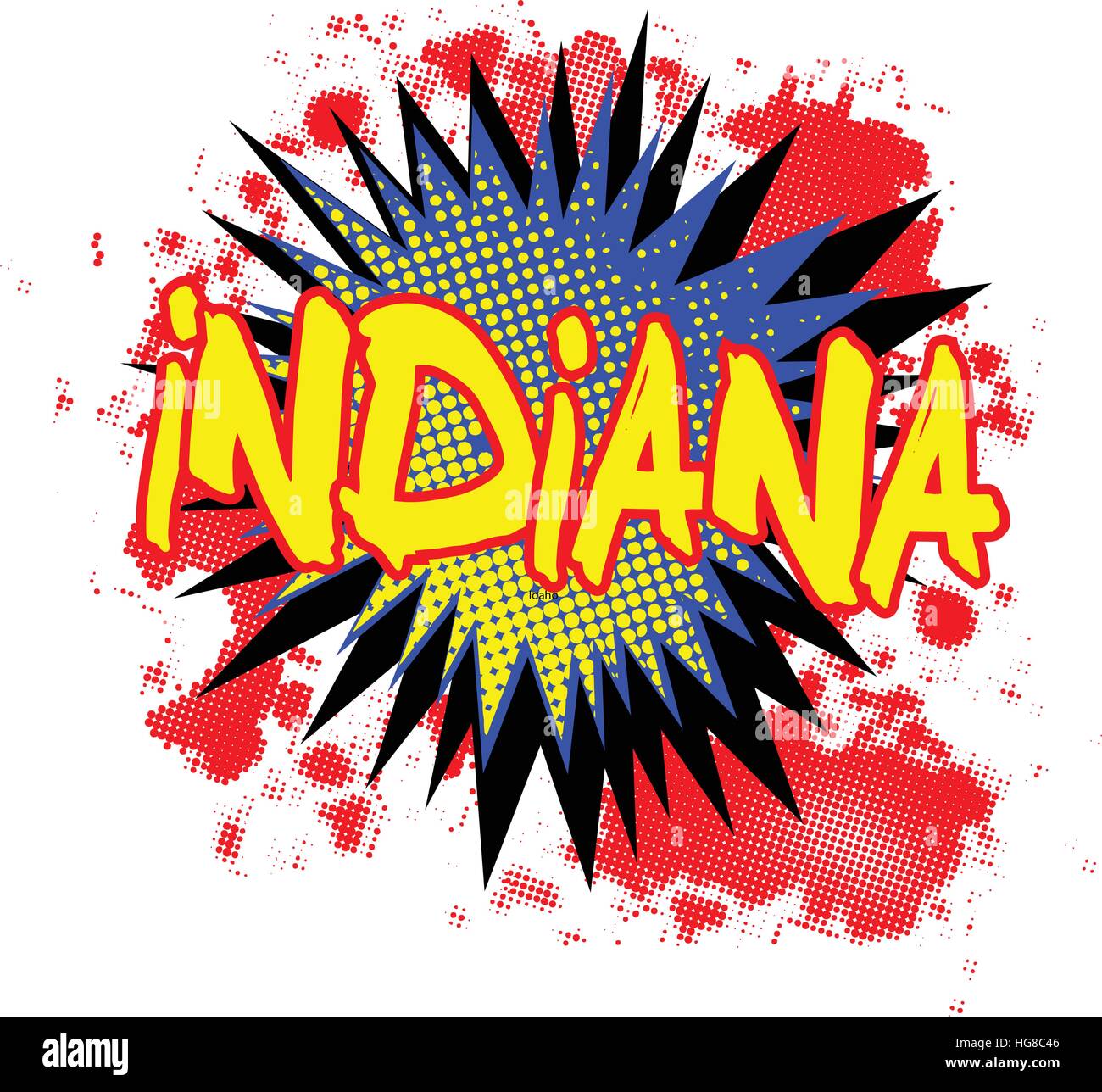 A comic cartoon style Indiana exclamation explosion over a white ...