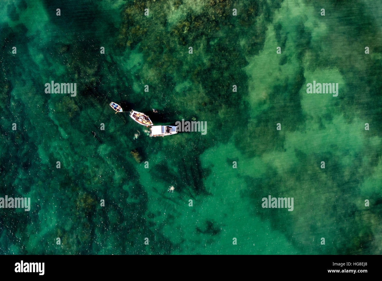 Aerial view of boats on sea Stock Photo - Alamy