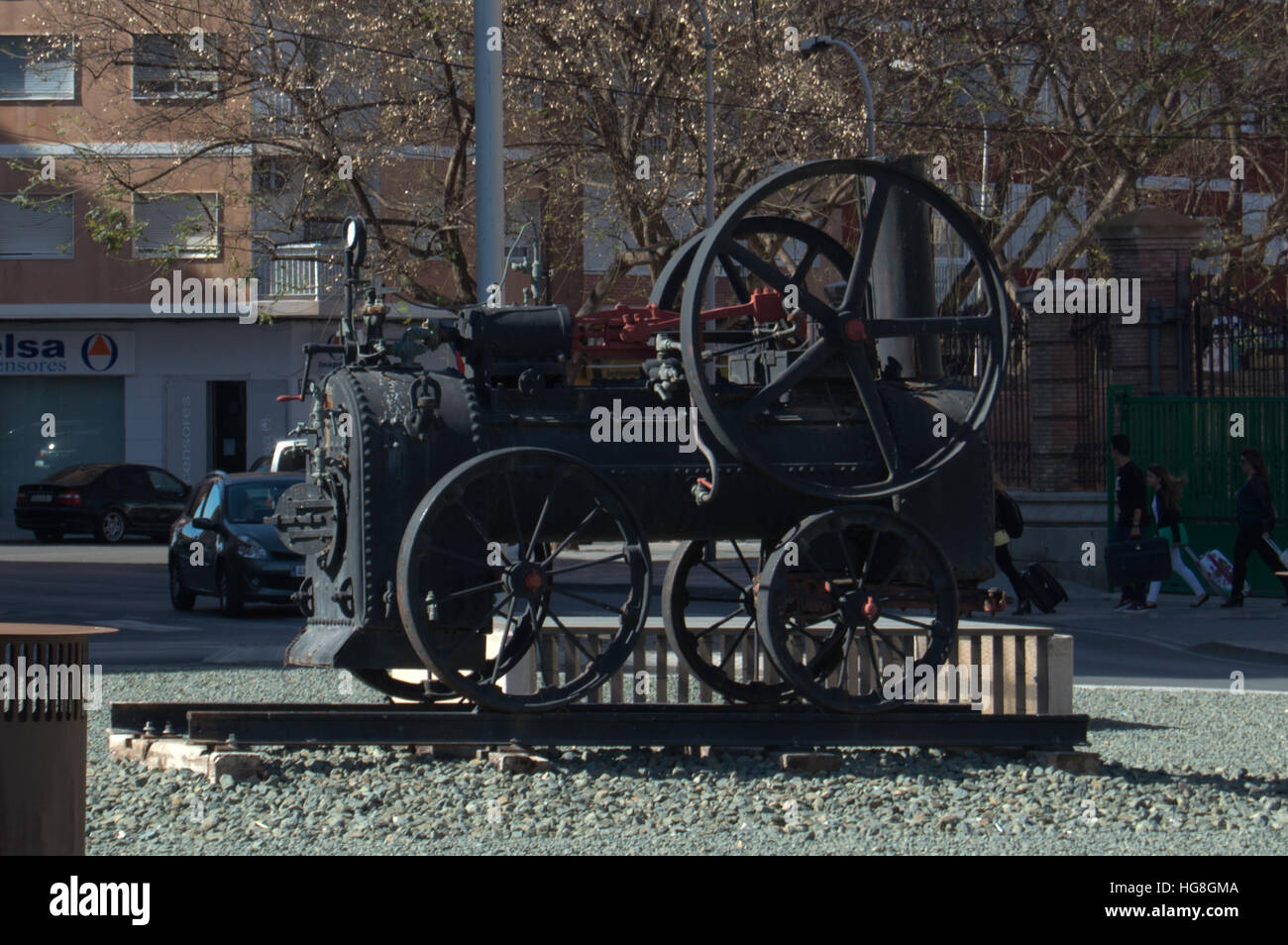 Statue of train at Cartagena railway station, Spain Stock Photo - Alamy