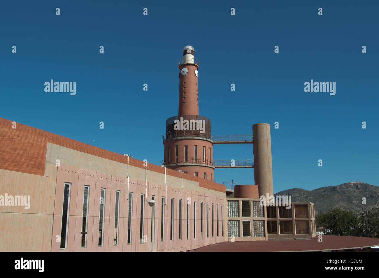 Clock tower at bus station, Cartagena, Spain Stock Photo - Alamy