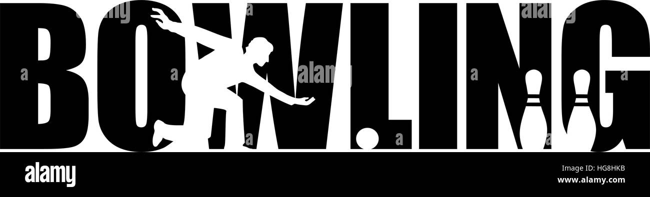 Bowling word with silhouette cutout Stock Vector Image & Art - Alamy