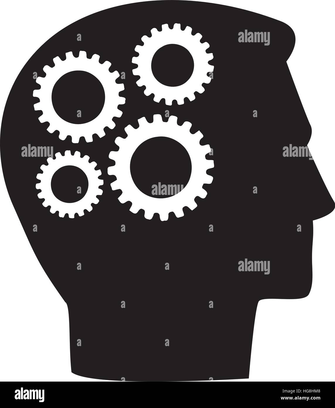 Gear in head icon Stock Vector Images - Alamy