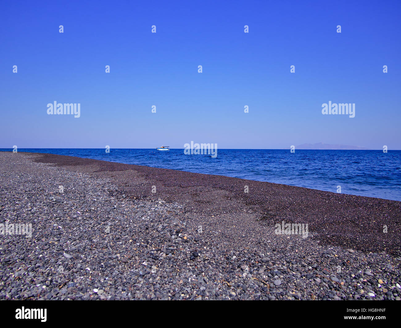 Volcanic pebble beach on Santorinia Island, Greece. Greek travel ...