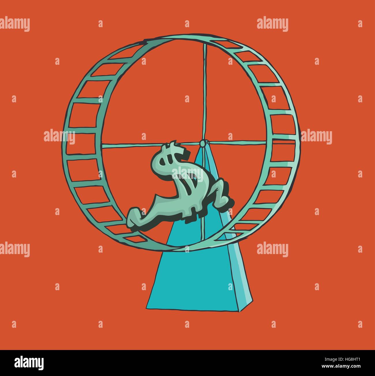 Dollar sign running on a hamster wheel. finance Concept Stock Vector ...
