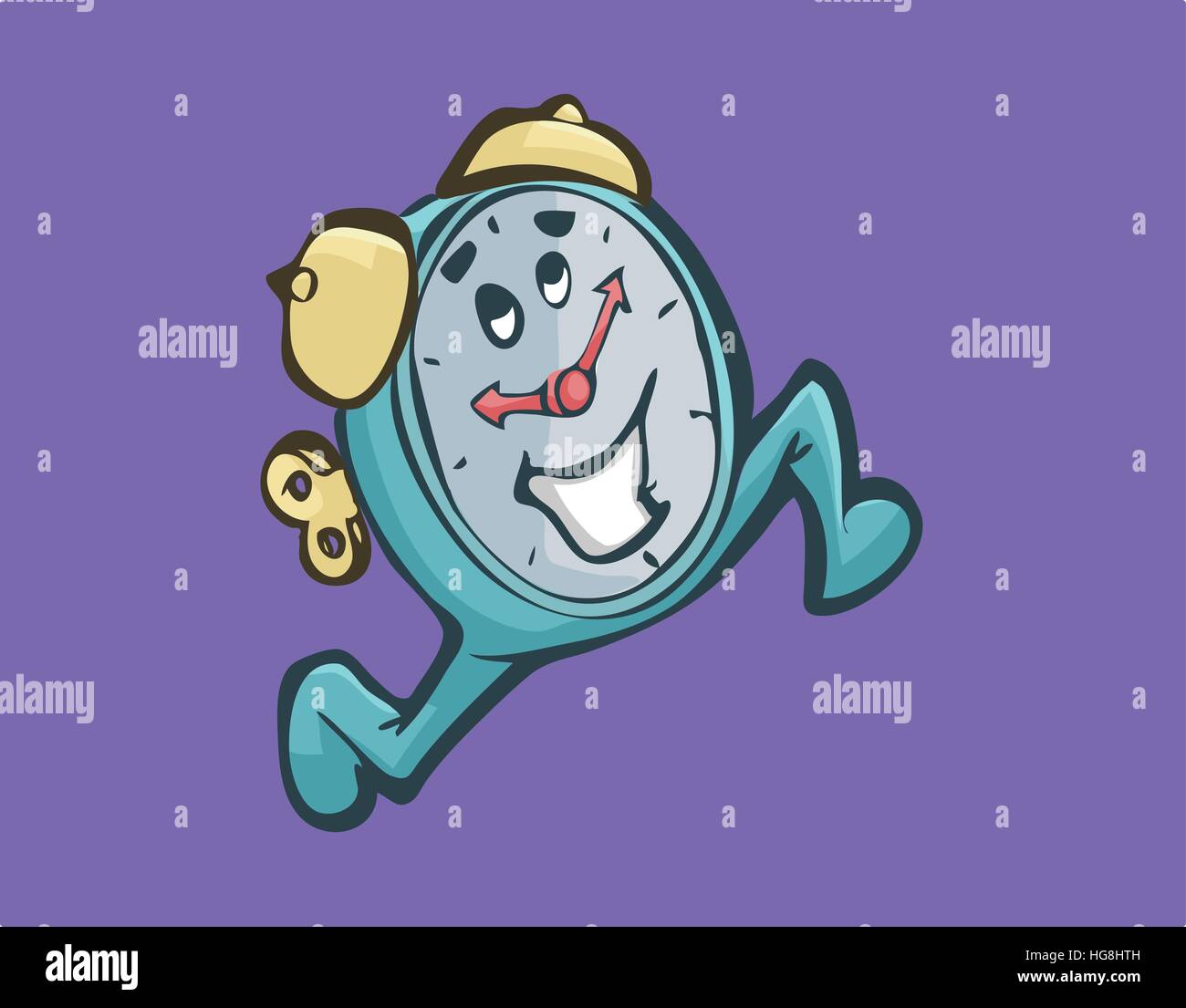 Cartoon illustration running alarm clock hi-res stock photography and ...