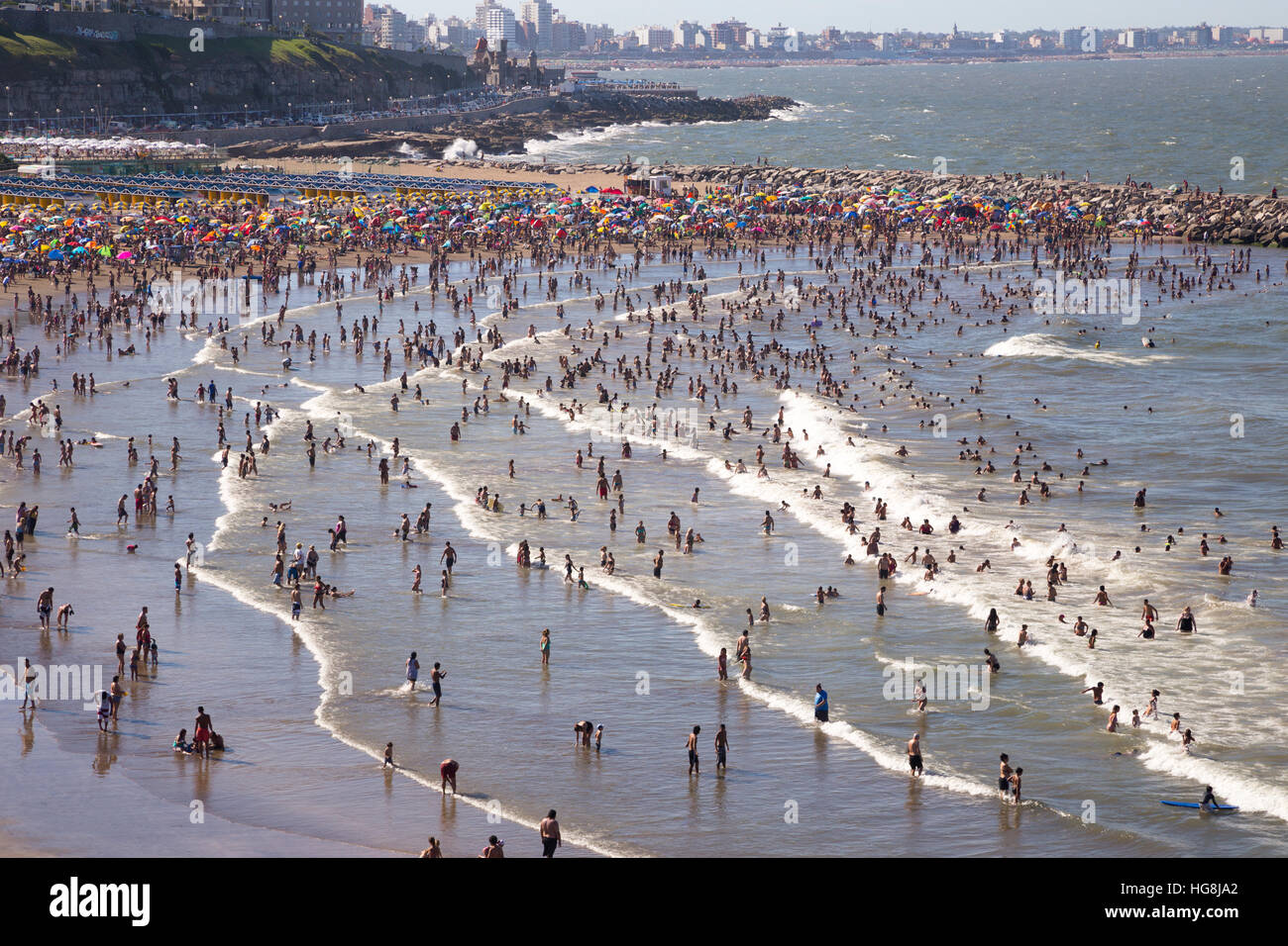 Wide view of the beach, at Mar del Plata city Stock Photo - Alamy