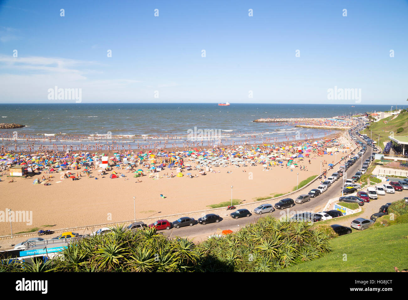Wide view of the beach, at Mar del Plata city Stock Photo - Alamy