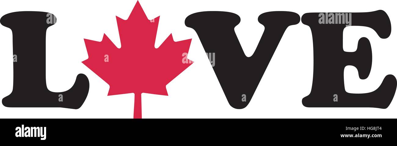 Love word with Canadian maple leaf Stock Vector Image & Art - Alamy