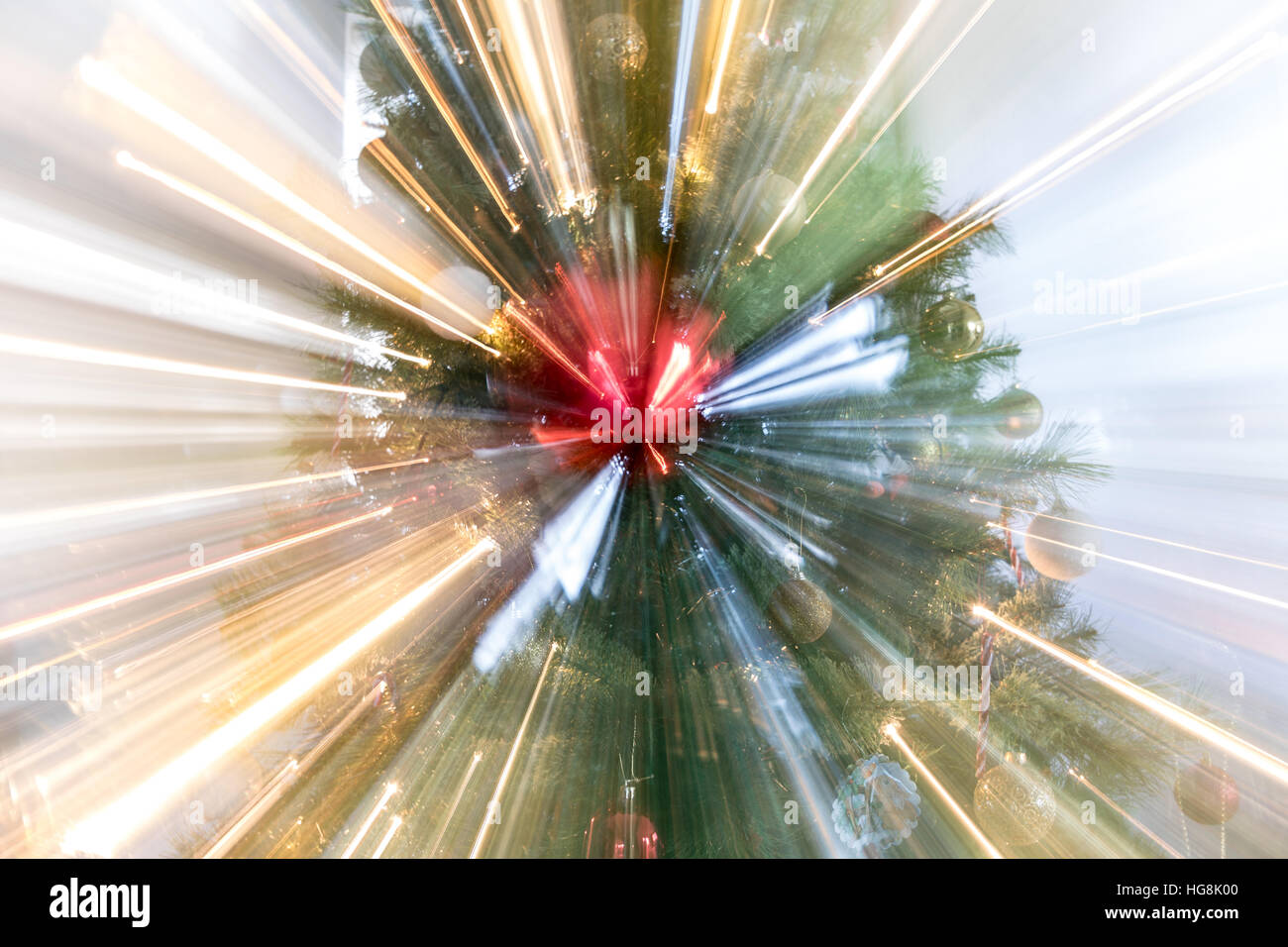 Festive Christmas star burst with lights and decorations Stock Photo ...