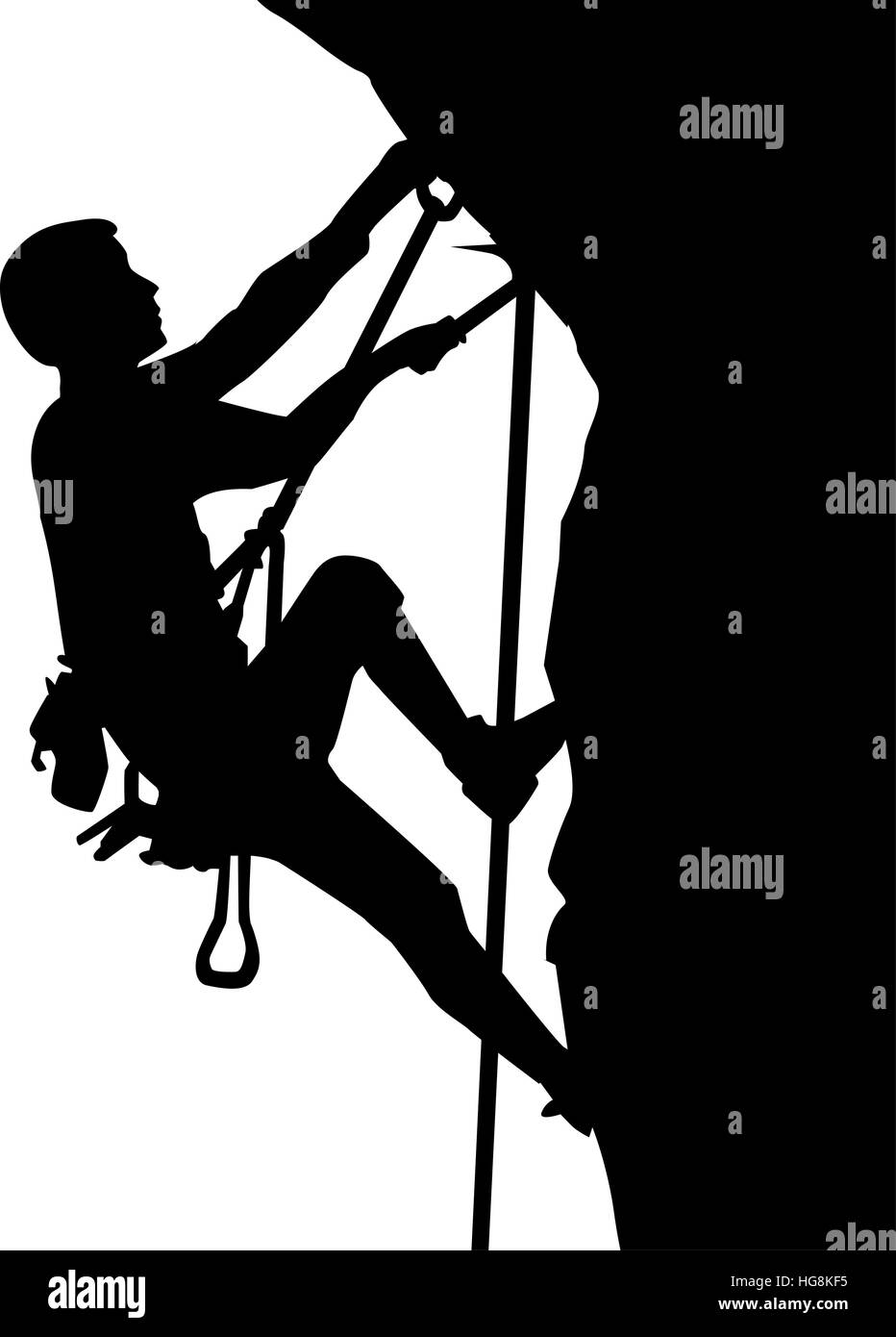 Climber silhouette in ropes an a rock Stock Vector Image & Art - Alamy