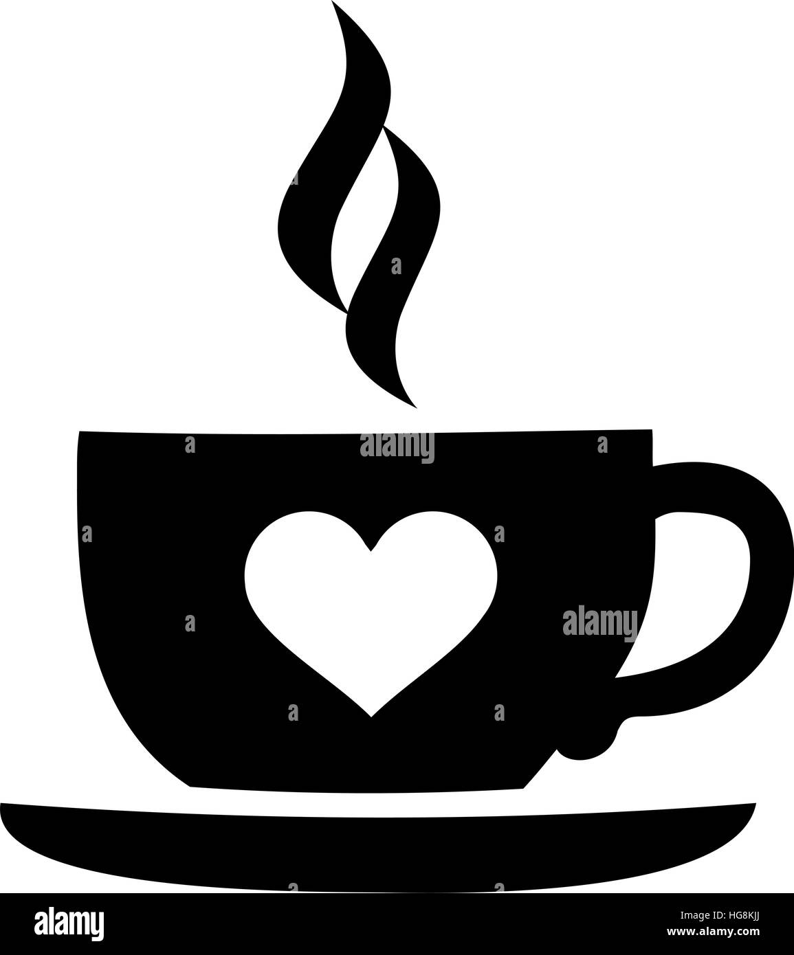 Coffee cup heart icon Black and White Stock Photos & Images - Alamy