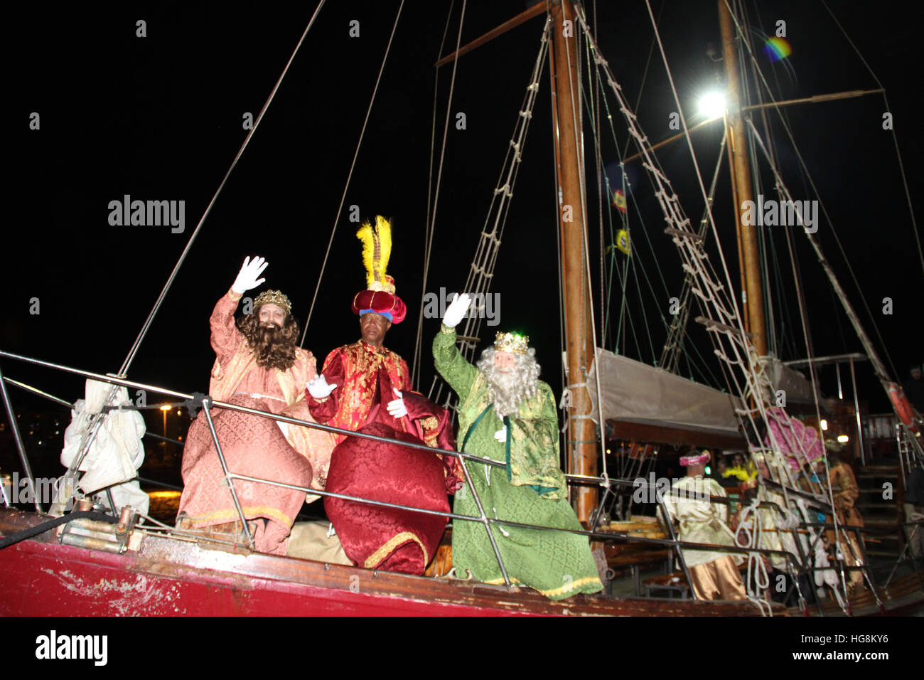 Spain. 05th Jan, 2017. The three wise man, Melchor, Gaspar and Baltasar ...