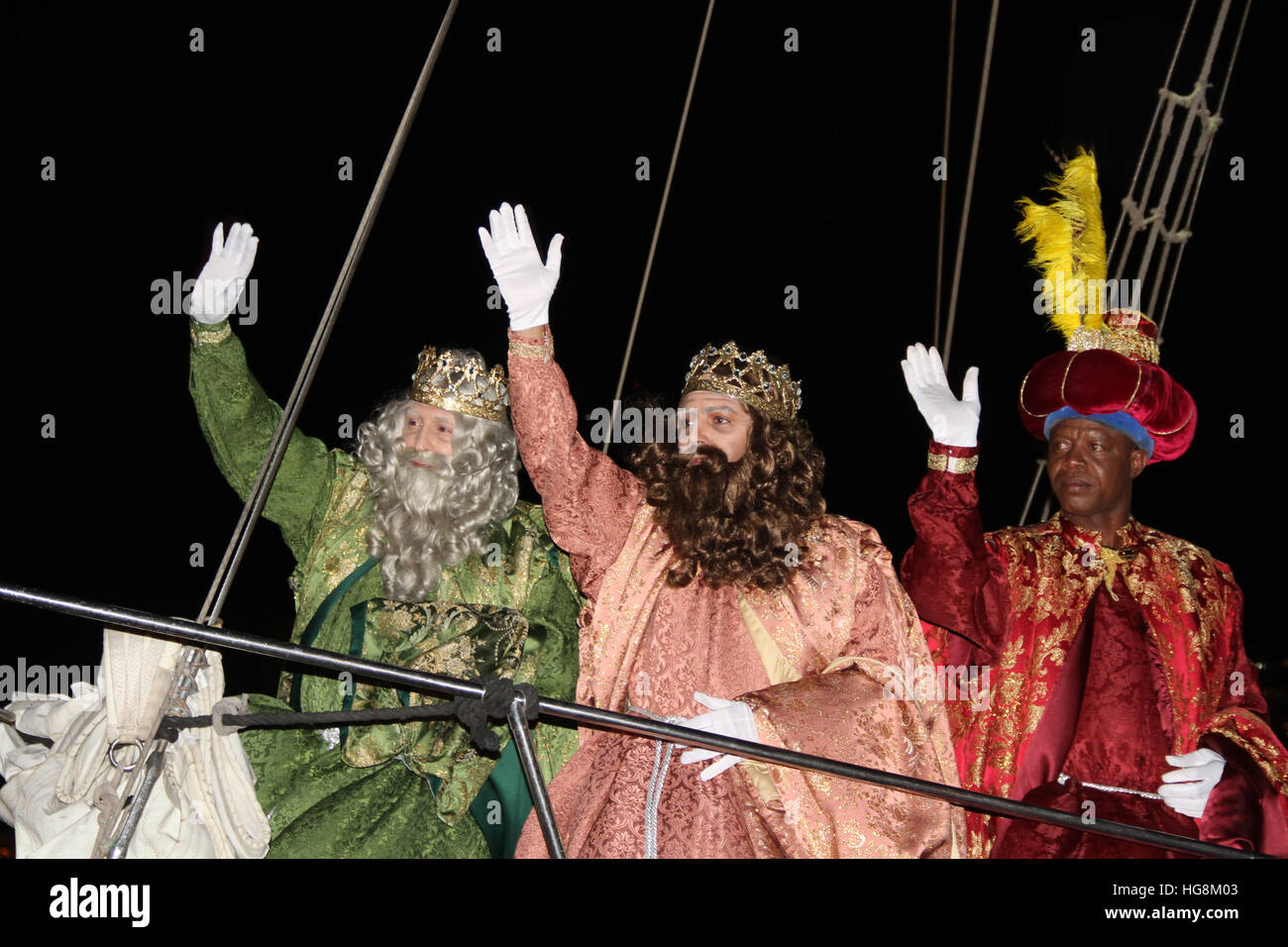 Spain. 05th Jan, 2017. The three wise man, Melchor, Gaspar and Baltasar ...