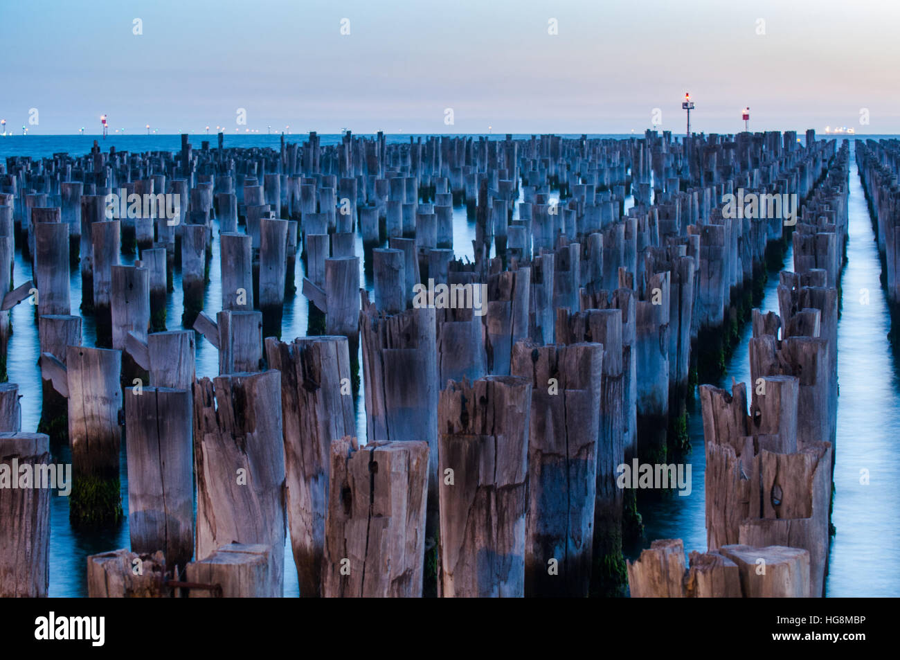 Princes Pier at sunset with cool tones Stock Photo - Alamy