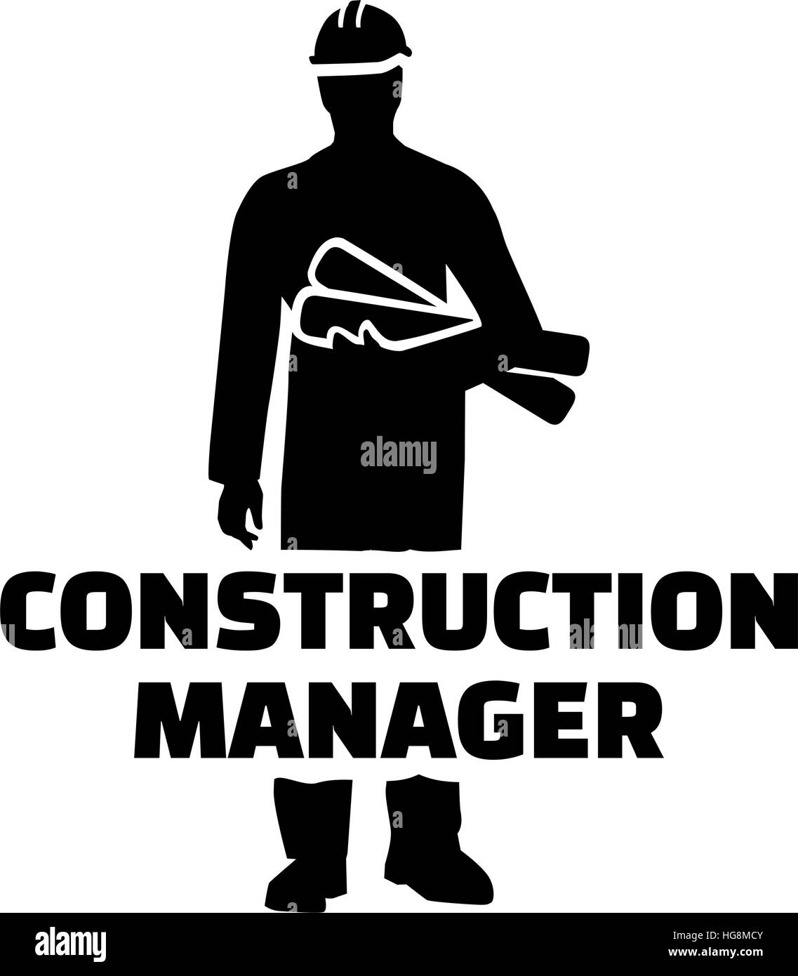Construction manager silhouette with job title Stock Vector Image & Art ...