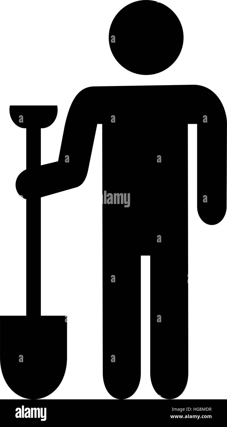 Construction worker with shovel pictogram Stock Vector Image & Art - Alamy