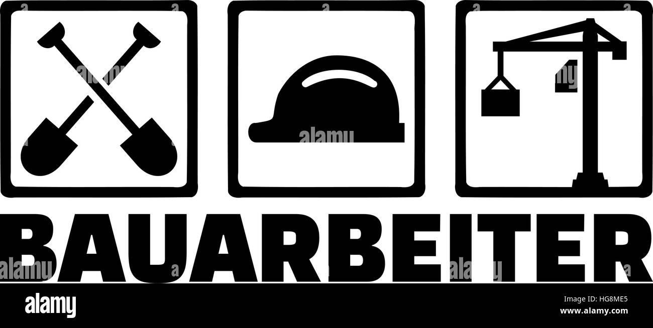 Icons for construction worker with german title Stock Vector Image ...