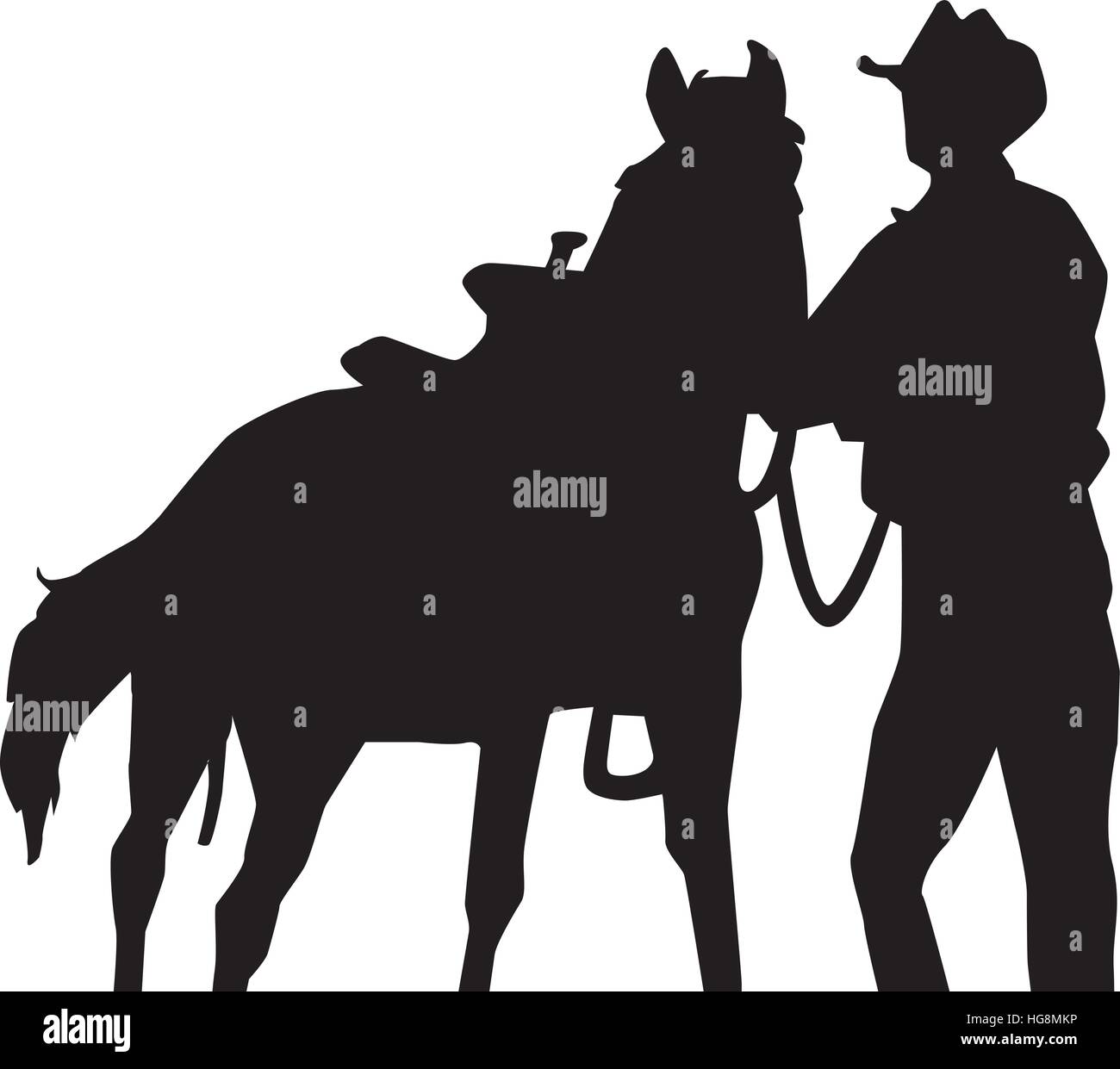 Cowboy with horse silhouette Stock Vector Image & Art - Alamy