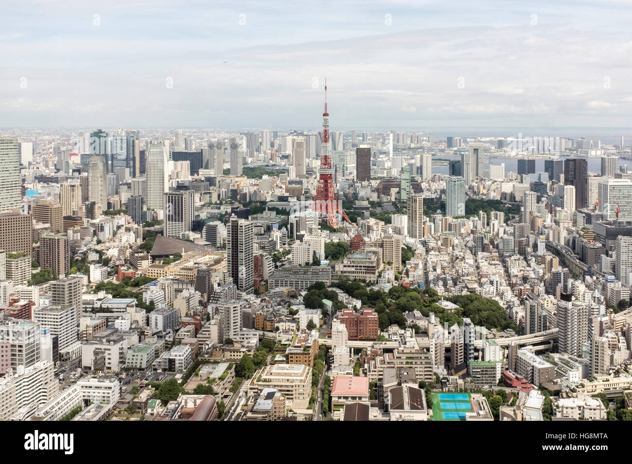 A general view of Tokyo, Japan, with the Tokyo Tower in the middle ...