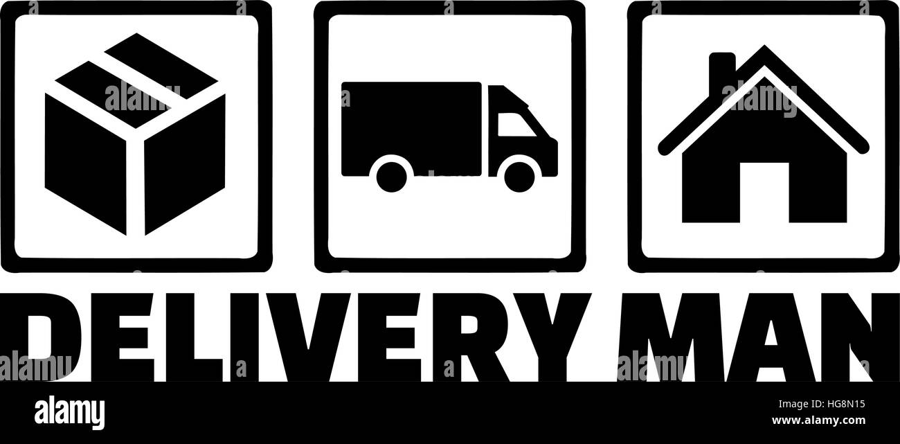 Delivery man icons. Parcel, van, house Stock Vector Image & Art - Alamy