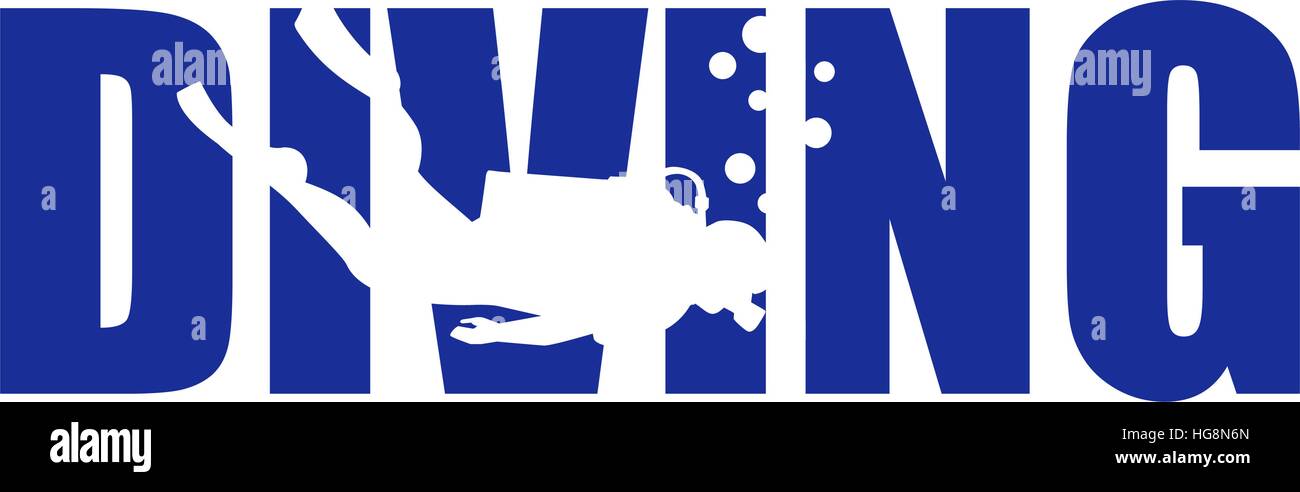 Scuba diving word with silhouette Stock Vector Image & Art - Alamy