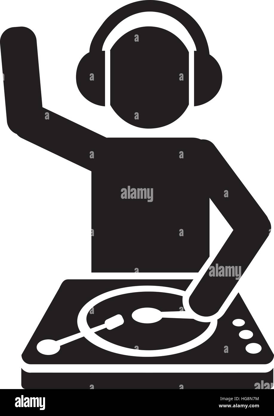 Dj behind turntables Stock Vector Images - Alamy