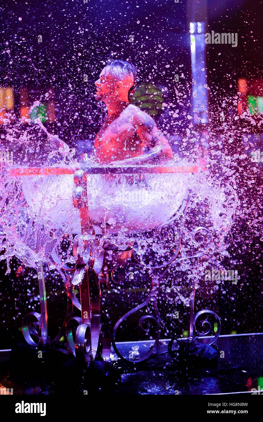 Sydney, Australia. 06th Jan, 2017. An acrobat performs an extravagant ...