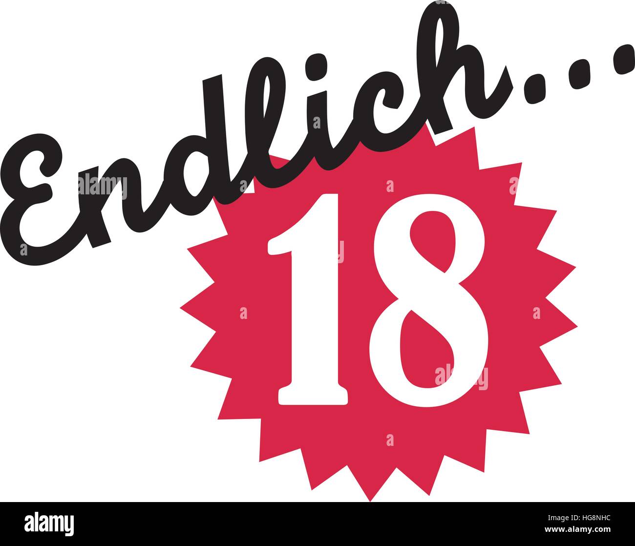 Finally 18 - 18th birthday german Stock Vector Image & Art - Alamy
