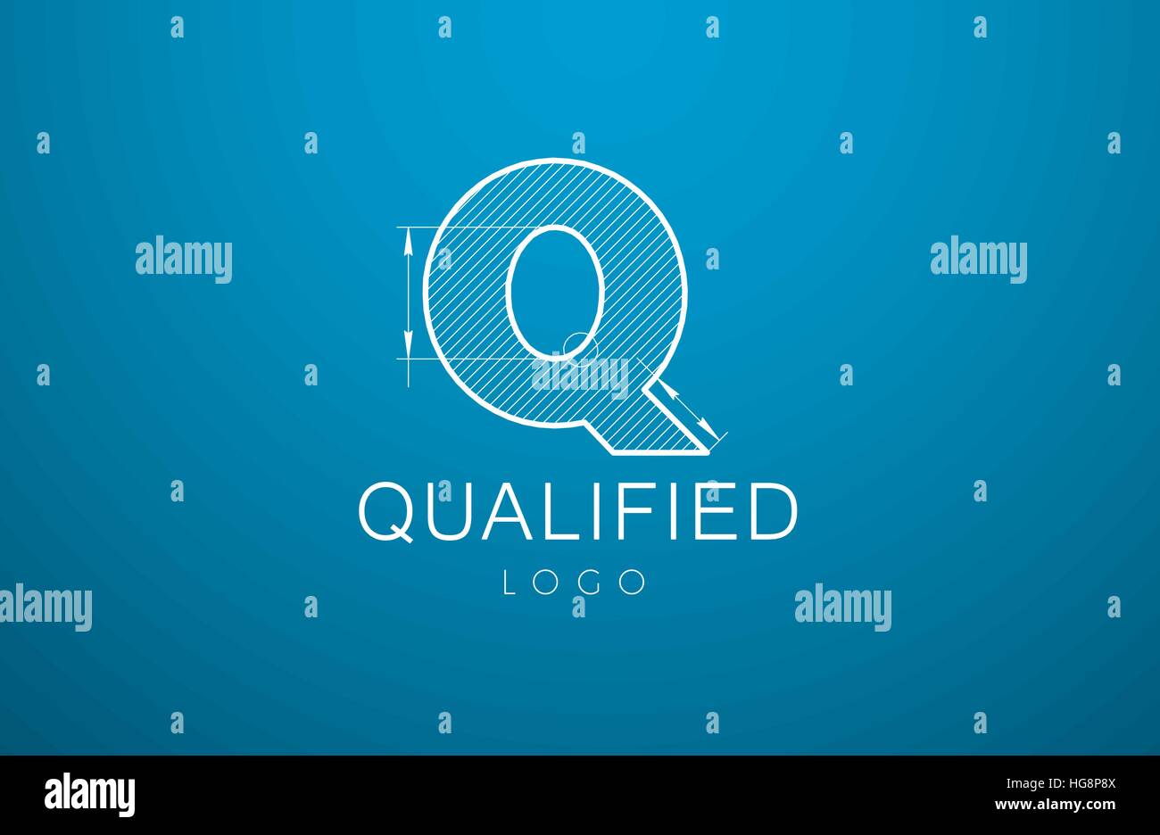 logo template letter Q in the style of a technical drawing. sign design ...