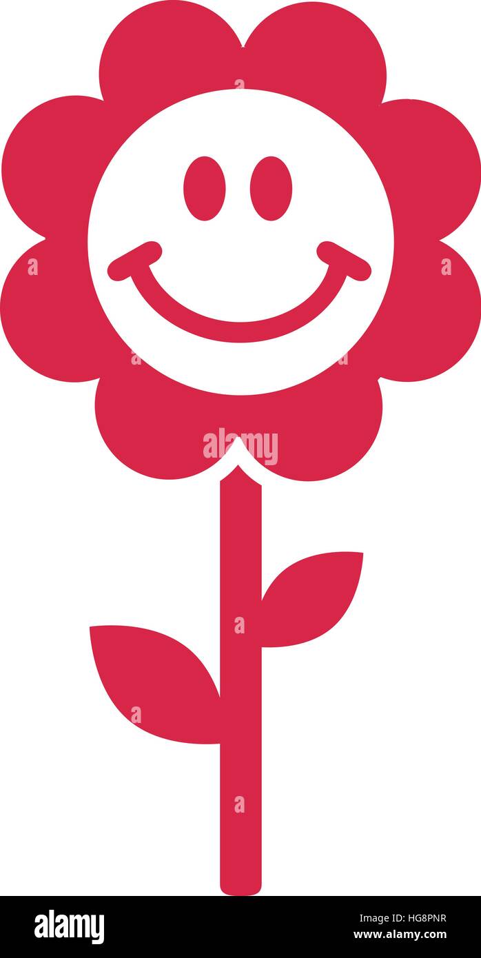 Red smiling flower with face Stock Vector Image & Art - Alamy