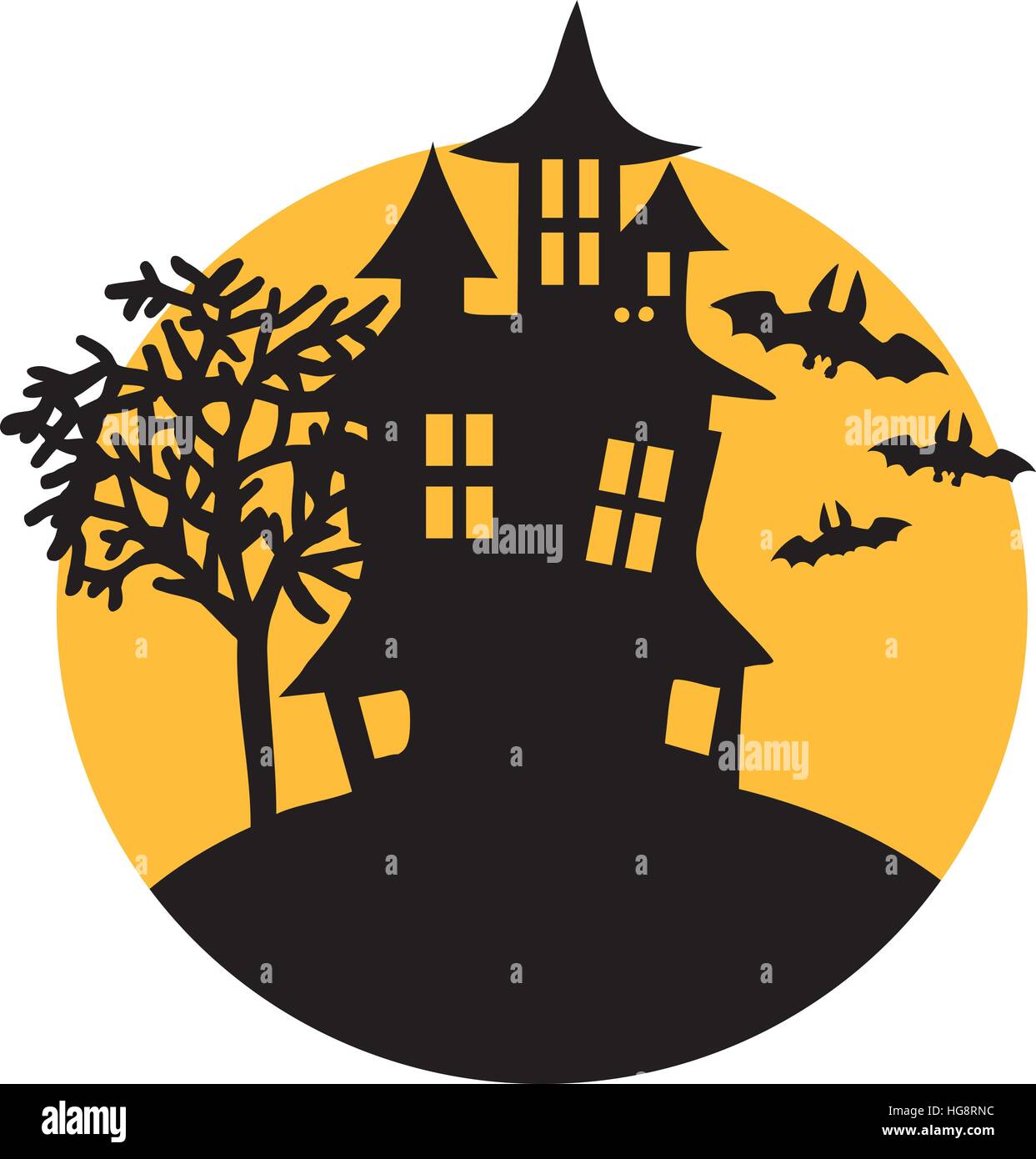 Haunted house with bats and moon Stock Vector Image & Art - Alamy