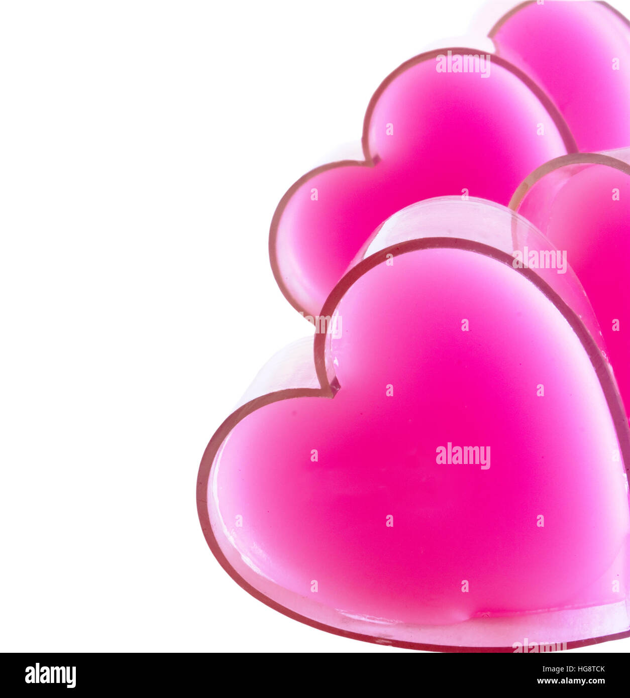 Romantic pattern: pink hearts at row isolatet on white background Stock ...