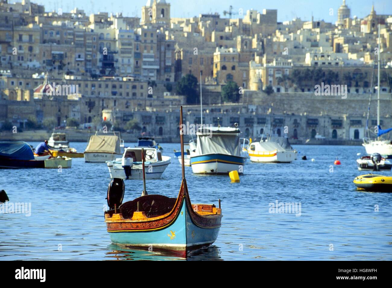 Malta island, typical boat " dghajsa ", said also " Maltese gondola ...