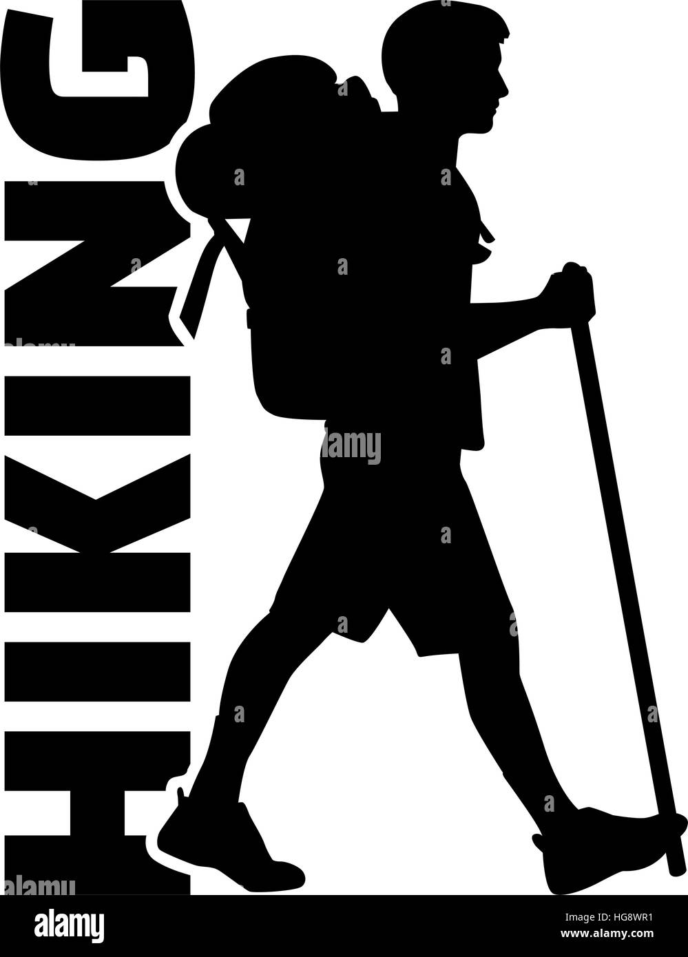 Hiker walking mountain trail Black and White Stock Photos & Images - Alamy