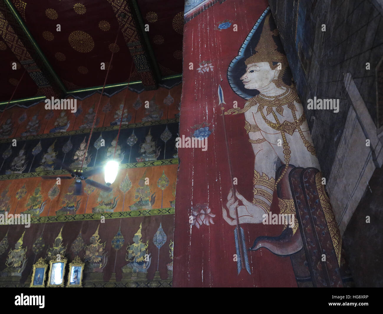 Wall painting inside the prayer hall of Wat Rakhang Khositaram, Bangkok ...