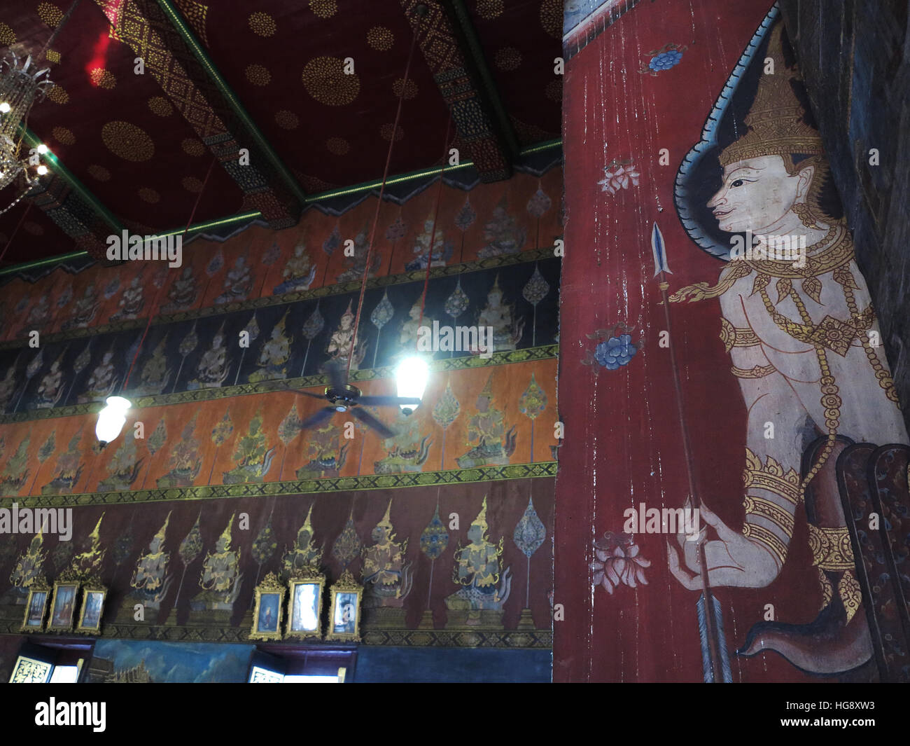 Wall painting inside the prayer hall of Wat Rakhang Khositaram, Bangkok ...