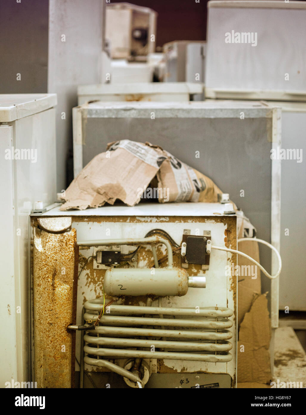 Appliance graveyard: disused fridges, freezers and washing machines,etc ...