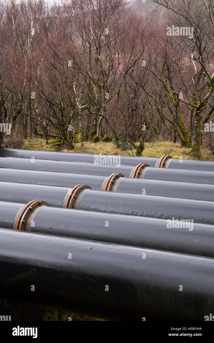 Giant pipes feeding the Aluminium factory at Kinlochleven, Lochaber ...