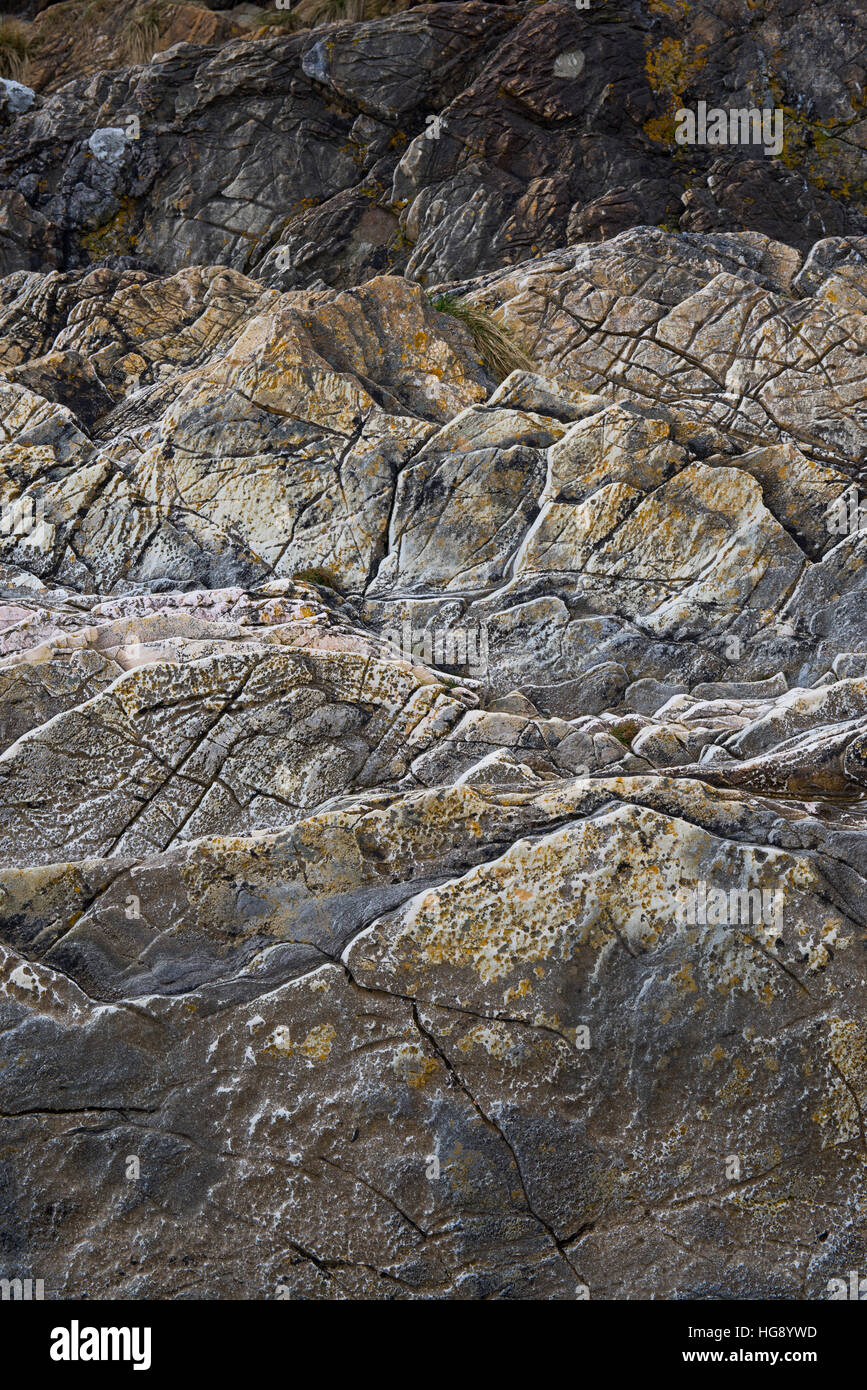 Shale beds on the shoreline at Onich, Loch Linnhe, Lochaber, Scotland ...