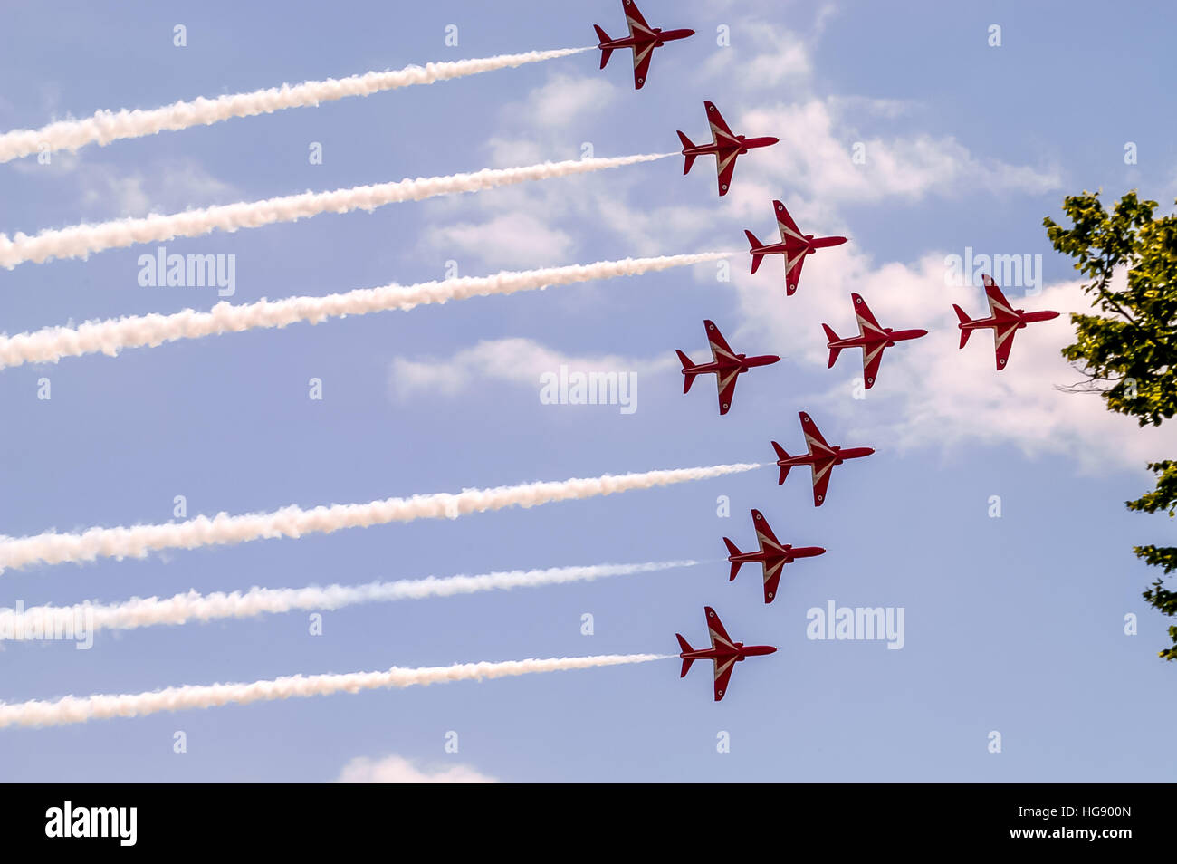 The Red Arrows display team performing at The Goodwood Festival of ...