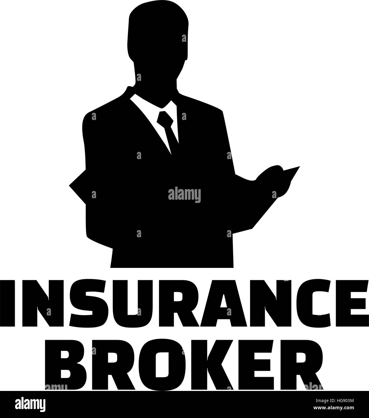 Insurance broker with man silhouette Stock Vector Image & Art - Alamy