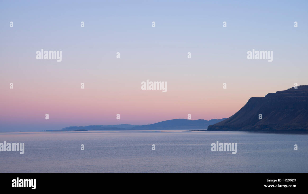 The wild West coast of Mull viewed from Ardtun, Ross of Mull, at dawn ...