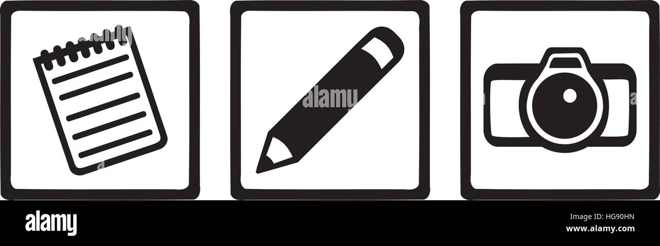 Journalist icons - pencil notepad camera Stock Vector Image & Art - Alamy