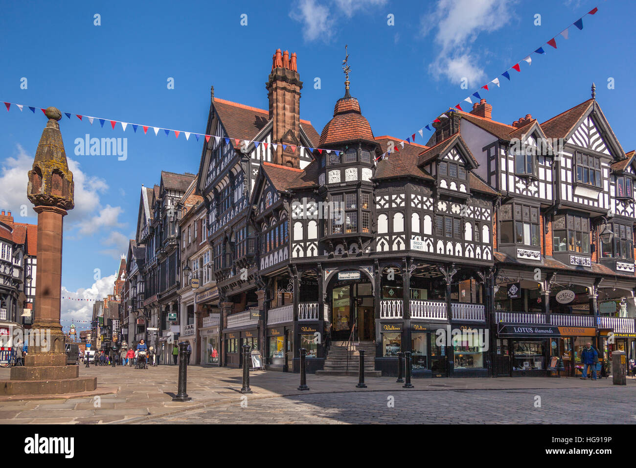 The famous " Rows " in the centre of Chester with undercover shopping ...
