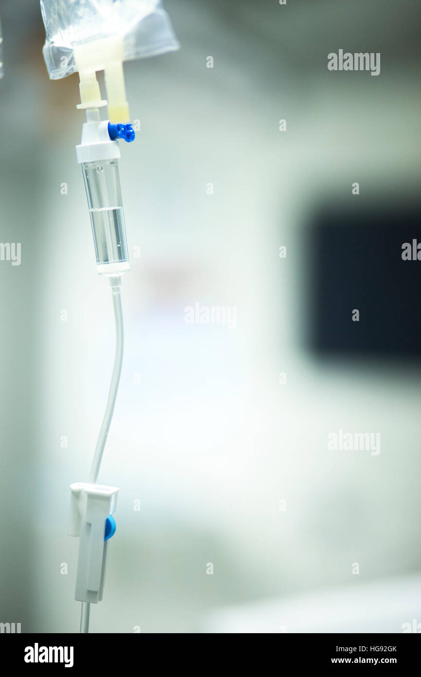 Hospital surgery medical drip in emergency room operating theater ward ...