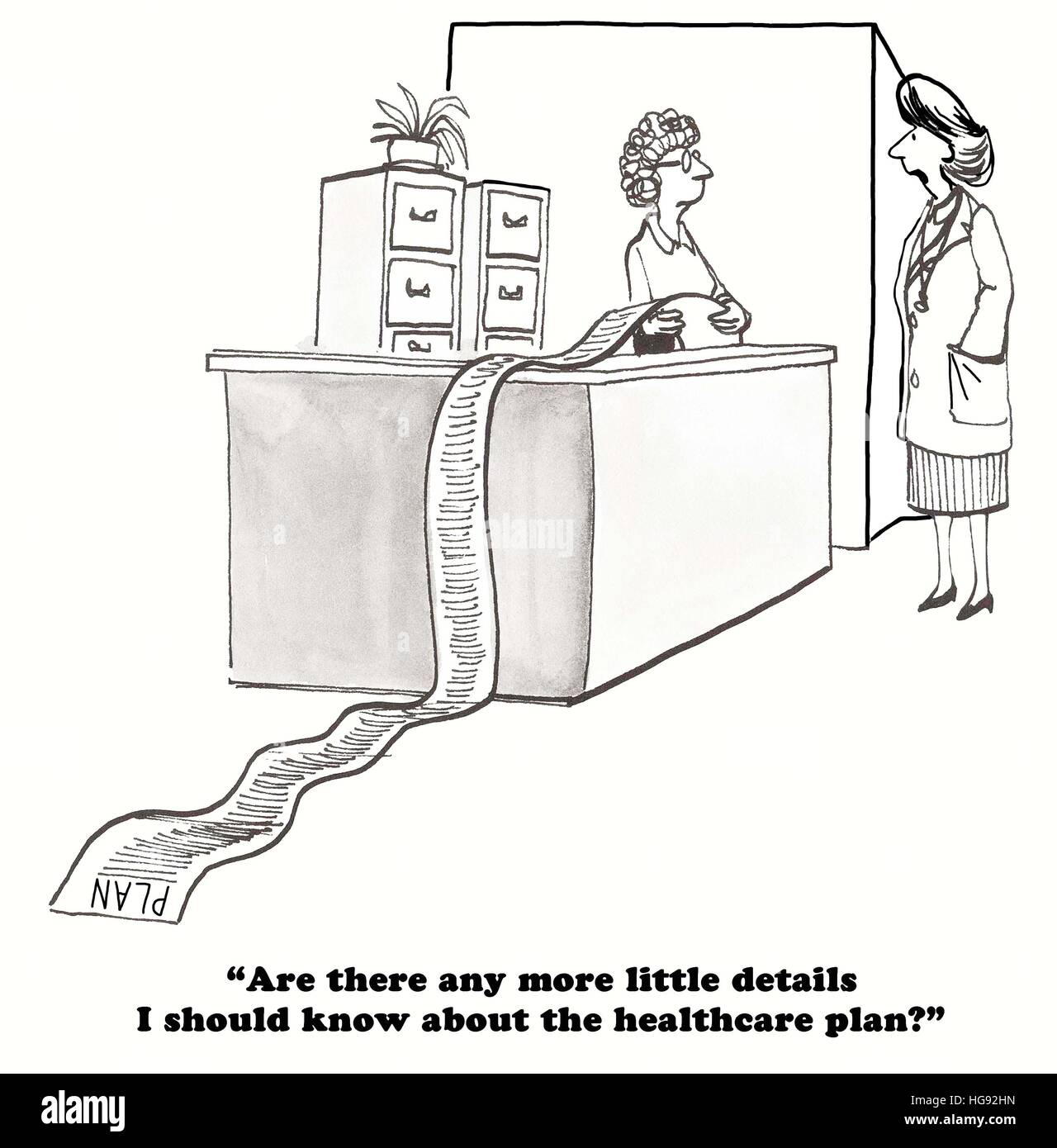 Health cartoon about the medical insurance plan have many, many details ...