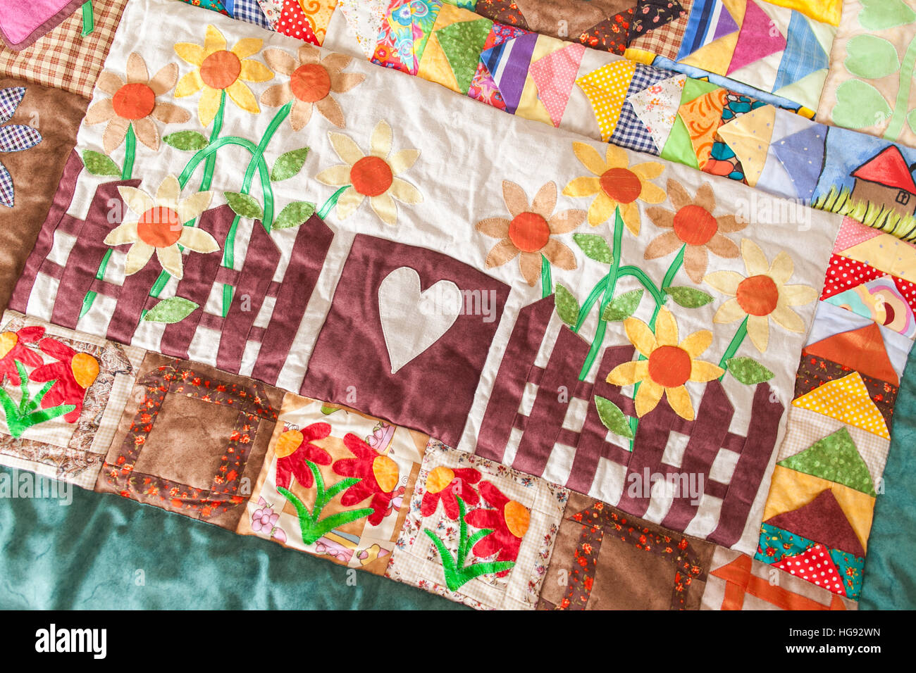 Part of patchwork quilt as background. Handmade Stock Photo - Alamy